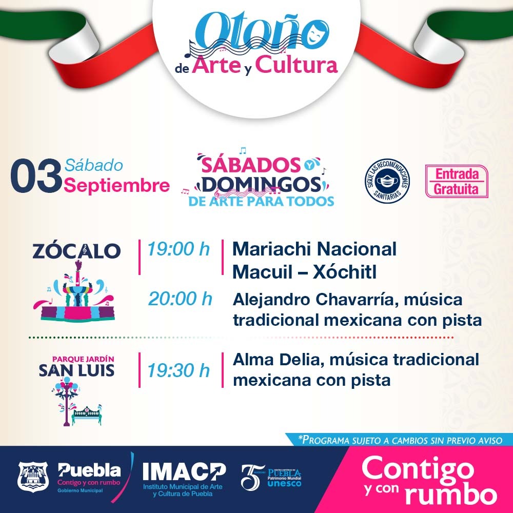 Ayuntamiento de Puebla ofrece más de 80 actividades por el mes patrio